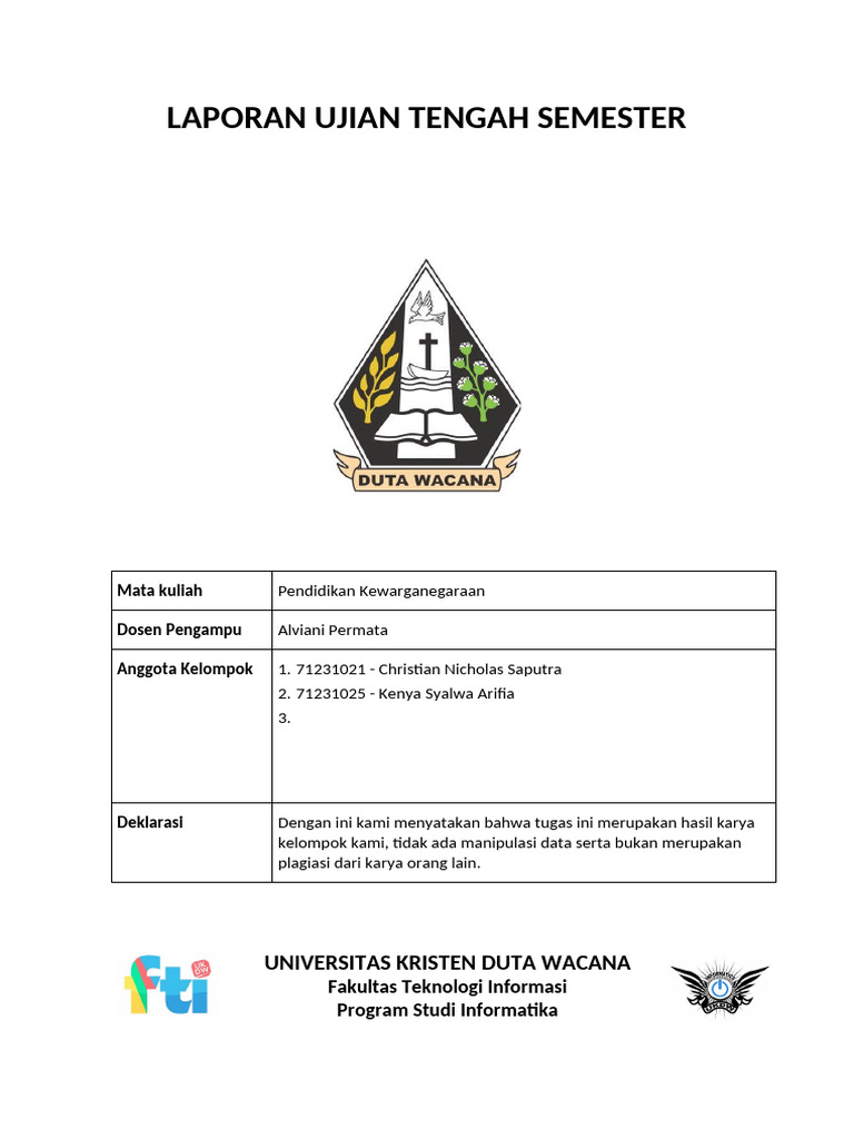 Template Sampul Tugas | PDF