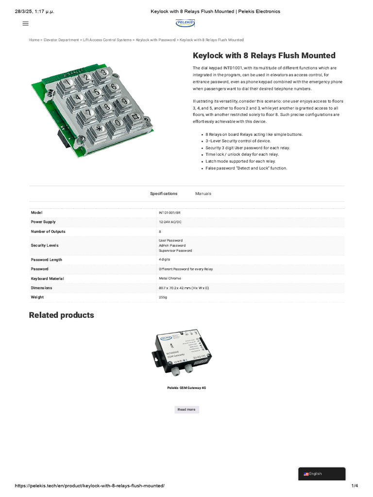 Pelekis INTD1001 Keylock with 8 Relays Flush Mounted | PDF | Relay ...
