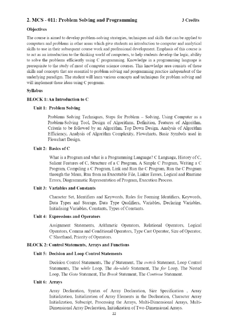 mcs011 Syllabus | PDF