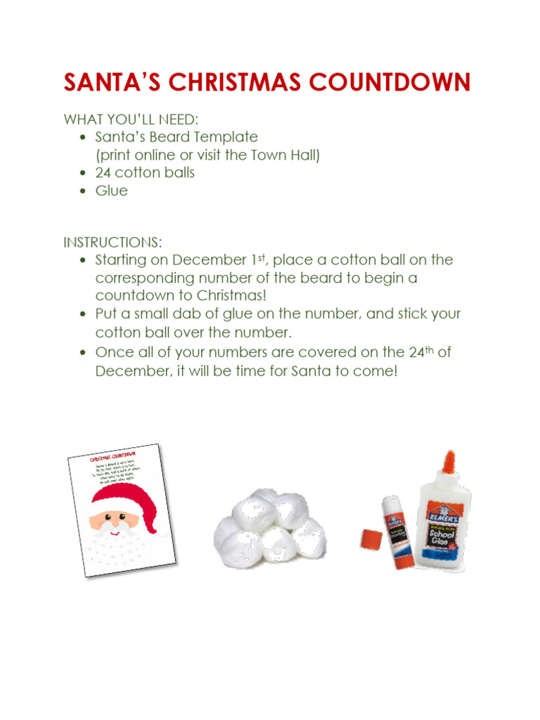 Santa's Beard Countdown Craft | PDF