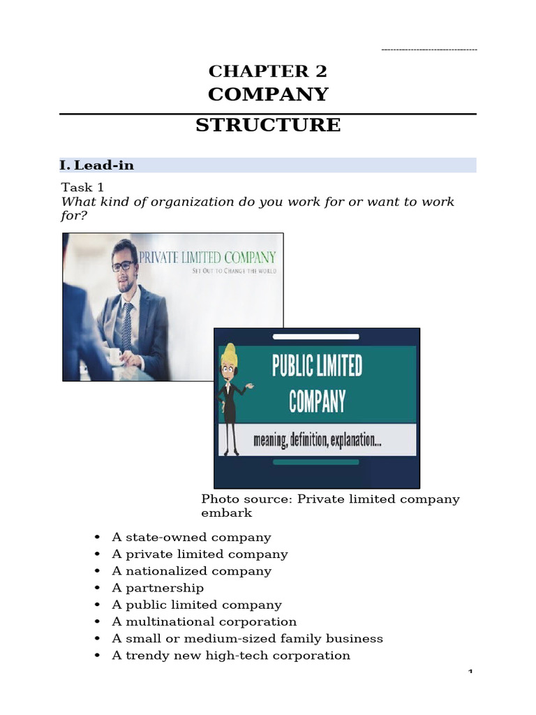 Company Structure Overview - Chapter 2 | PDF | Business | Mergers And ...