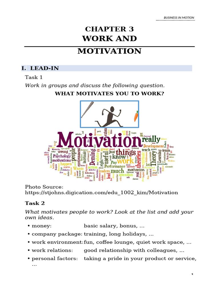 Chapter 3 - Work and Motivation | PDF | Behavioural Sciences | Behavior ...