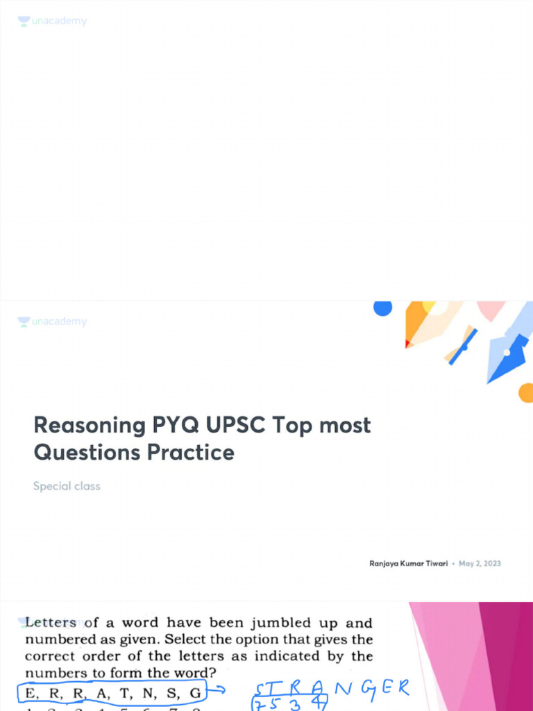 Reasoning PYQ UPSC Top Most Questions Practice With Anno | PDF