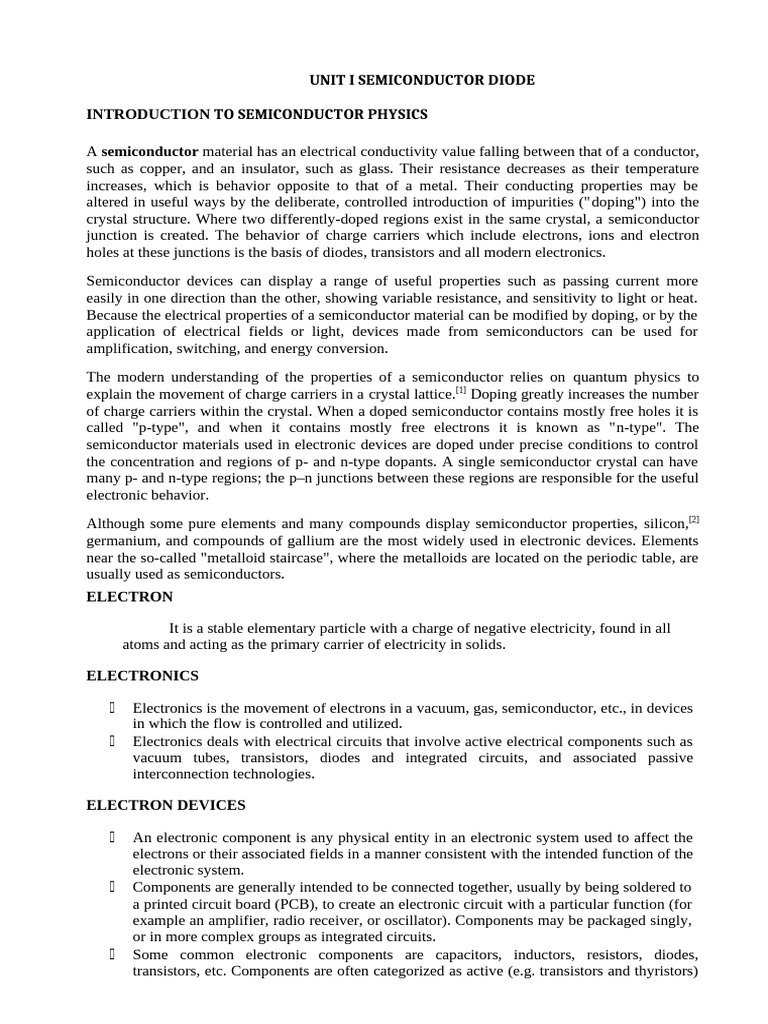 Unit i Electronic Devices | PDF | Semiconductors | P–N Junction