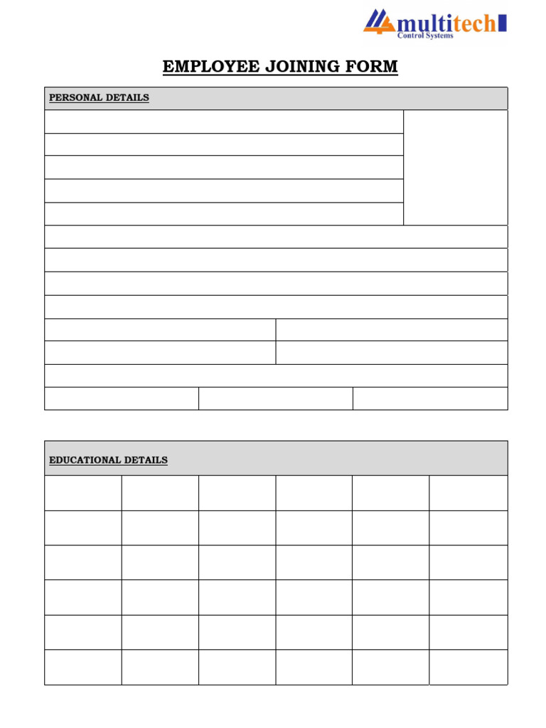 Employee Joining Form: Personal Details | PDF