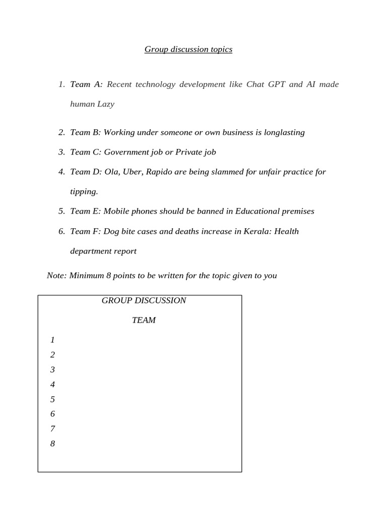 Group Discussion Topics Pdf