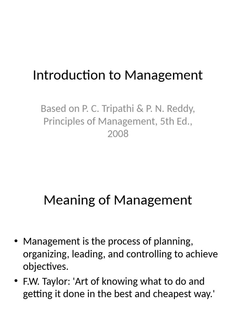 Introduction To Management Presentation | PDF