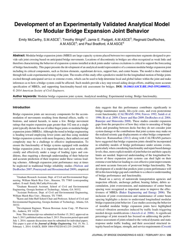 Analytical Model for Bridge Expansion Joints | PDF | Friction | Force