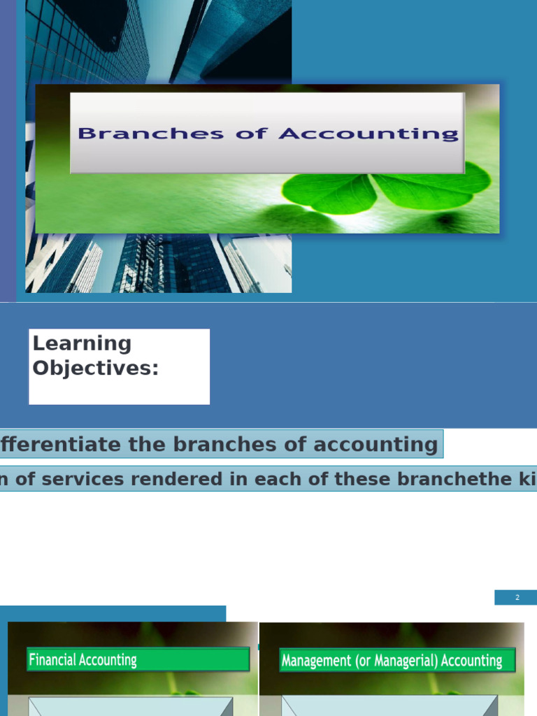 Lesson 2a Branches of Accounting | PDF | Accounting | Taxes