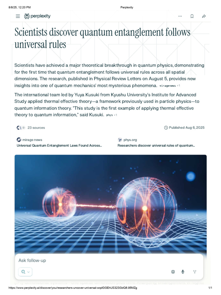 Scientists Discover Quantum Entanglement Follows Universal Rules Pdf