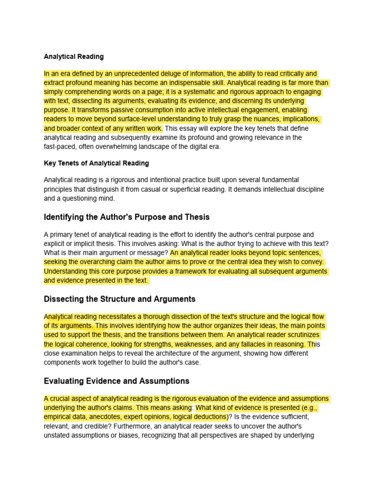 Mastering Analytical Reading Skills | PDF | Argument | Logical Consequence