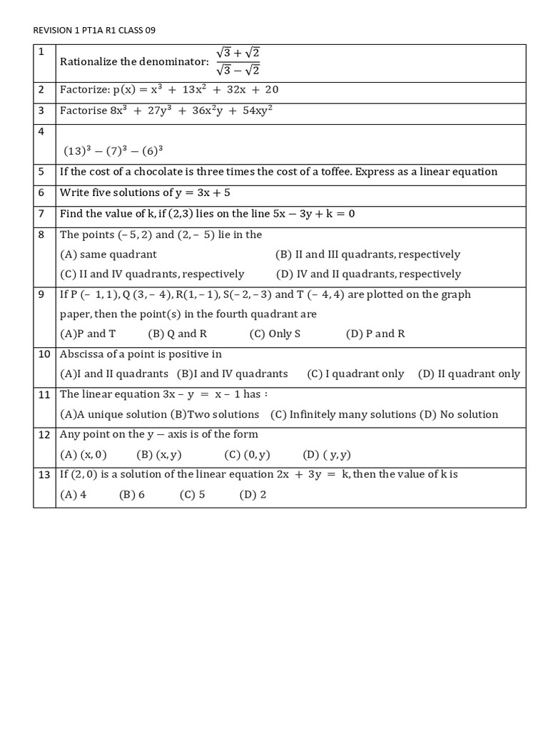 Revision 1 Pt1a r1 Class 09 | PDF