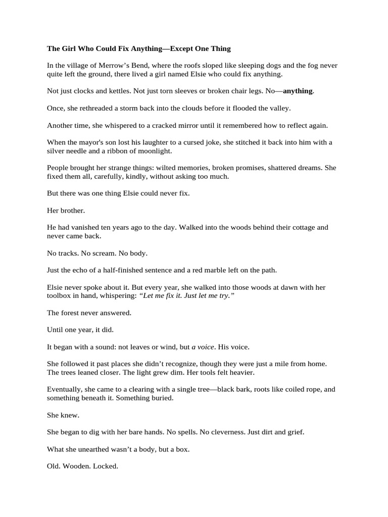 The Girl Who Could Fix Anything | PDF
