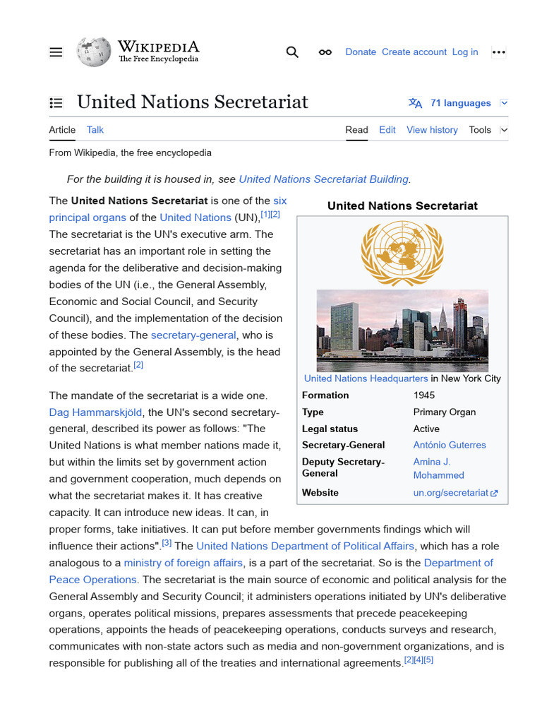 En Wikipedia Org Wiki United Nations Secretariat... | PDF | United ...