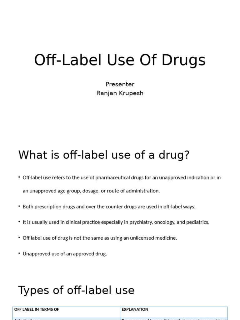 Off-Label Drug Use Regulations in India | PDF | Dose (Biochemistry ...