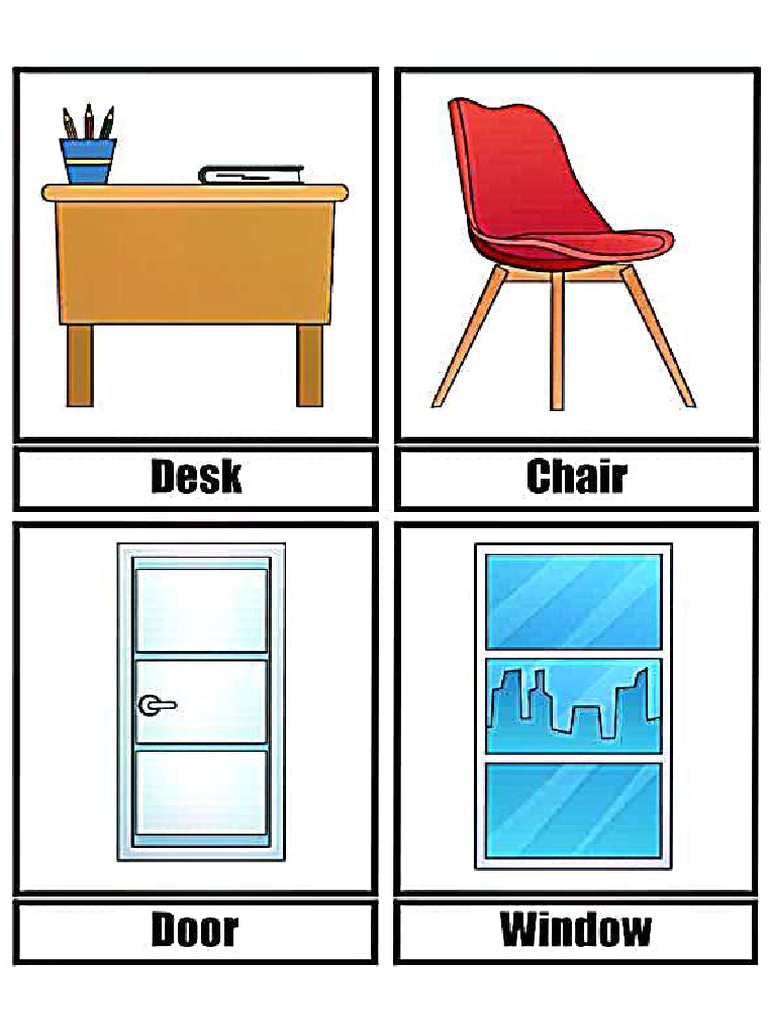 Classroom Object Flash Cards THIRAN - englISH | PDF