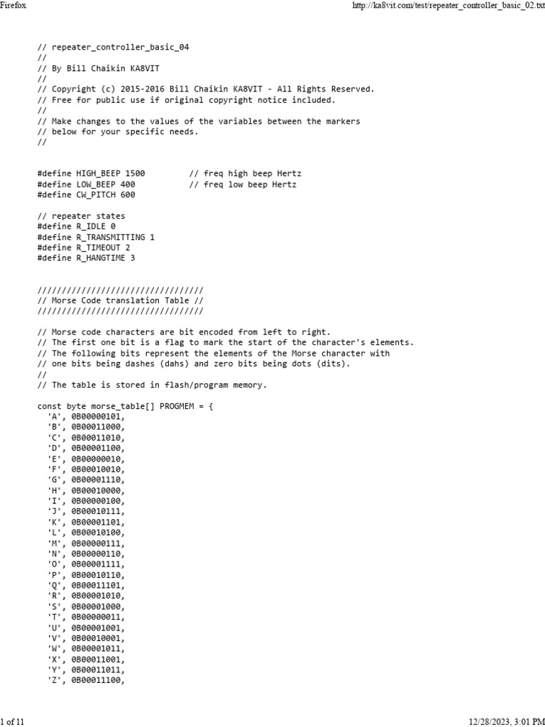 Repeater Controller Code Overview | PDF | Bit | Computer Data
