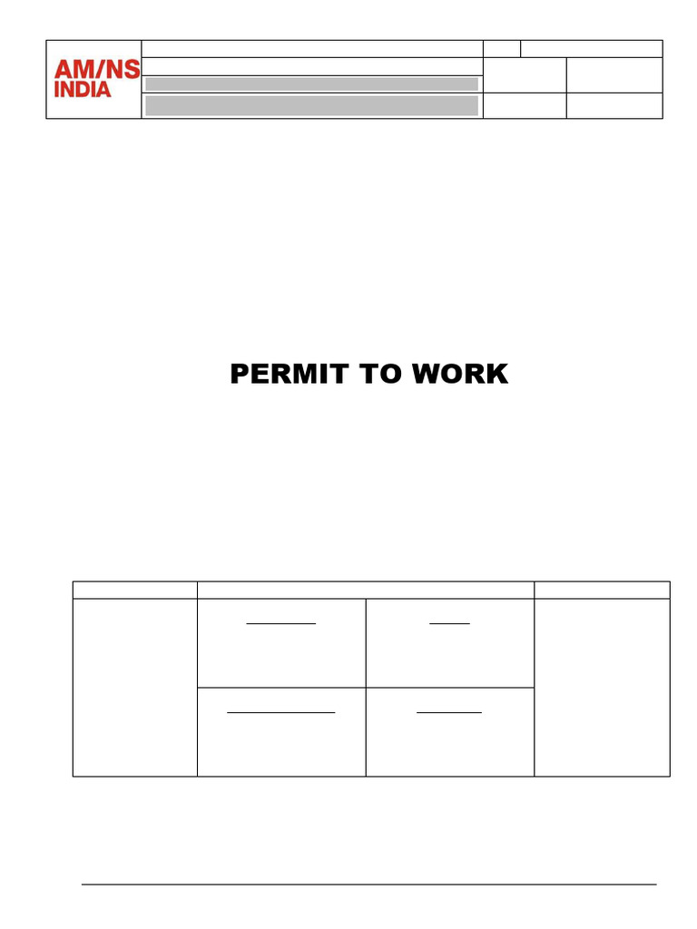 AMNS Permit to Work Safety Standards | PDF | Safety