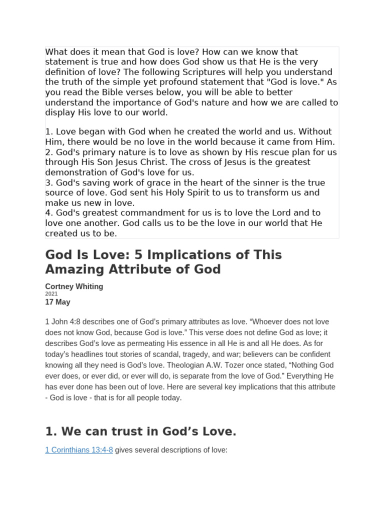 Understanding God's Love Explained | PDF | Jesus | Love