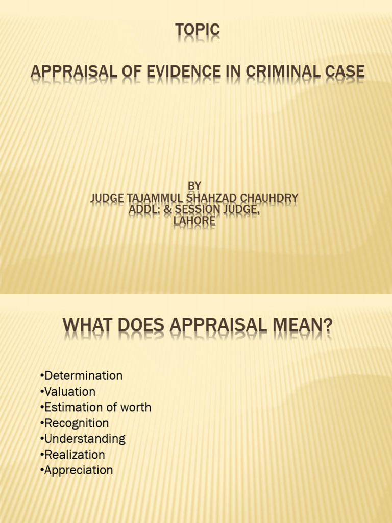 Appraisal of Evidence 2018 | PDF | Hearsay | Evidence