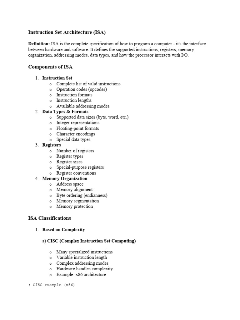 Overview of Instruction Set Architecture | PDF | Pointer (Computer ...