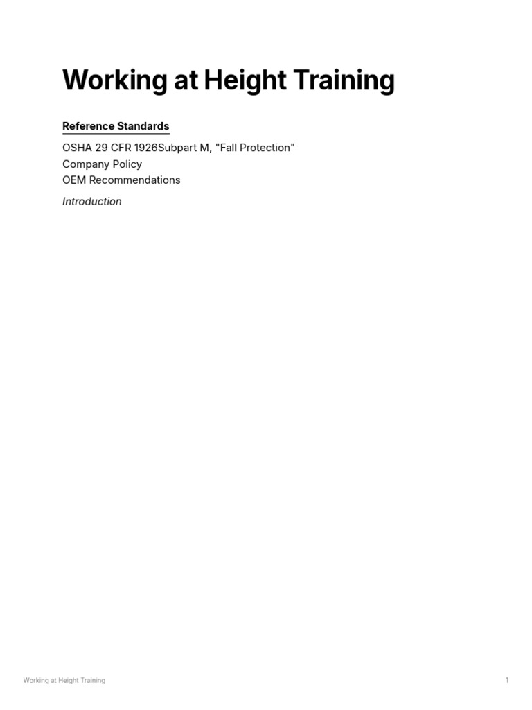 Working at Height Safety Training Guide | PDF | Workplace | Working ...