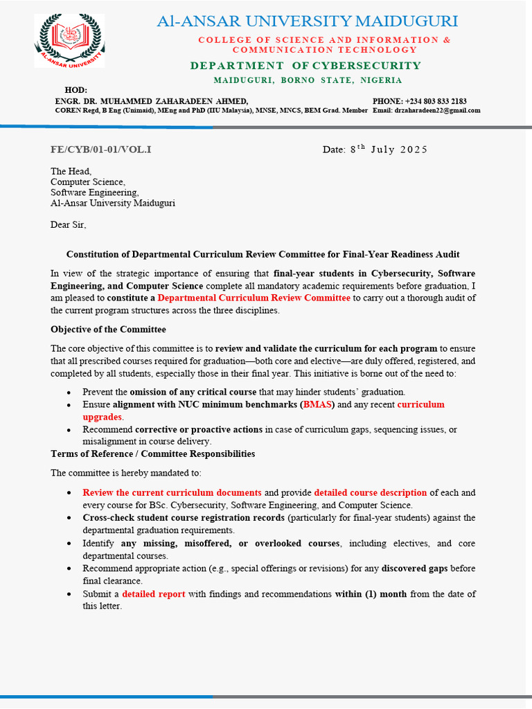 Curriculum Review for Cybersecurity Programs | PDF | Information ...