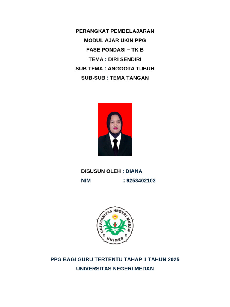 Modul Ajar PPG 2025: Anggota Tubuh TK B | PDF