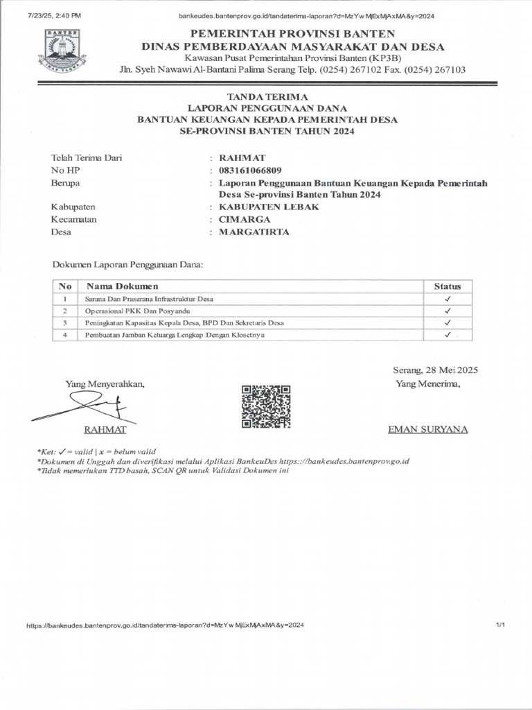 Tanda Terima SPJ Tahun 202420250723 - 14442172 | PDF