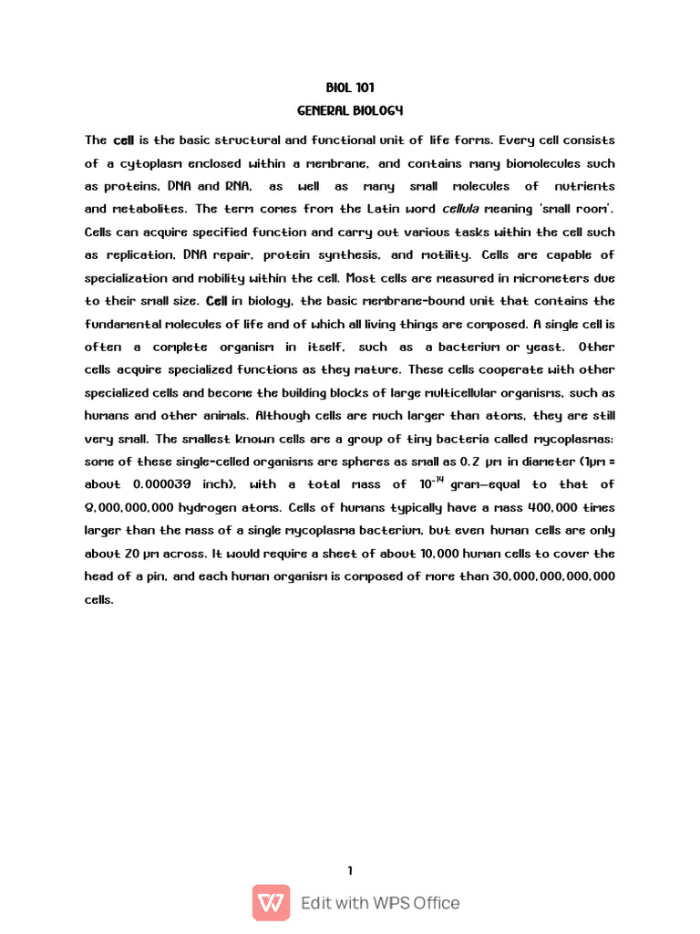 Introduction to Cell Biology 101 | PDF | Cell (Biology) | Eukaryotes