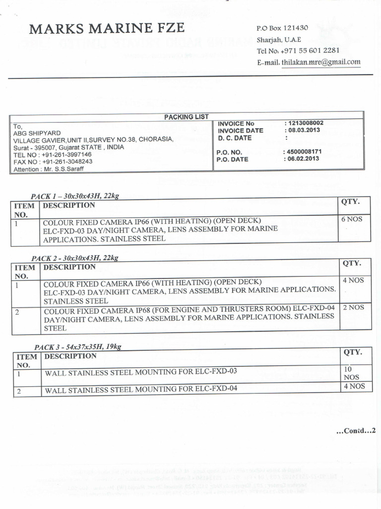 Yard 353 Packing List | PDF