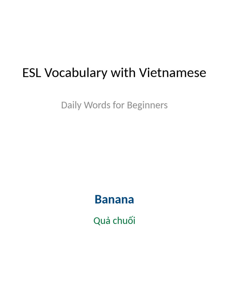 ESL Vocab Vietnamese Translation With Images | PDF