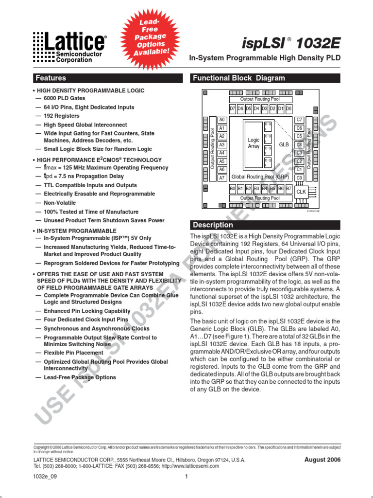 ispLSI 1032E High Density PLD Overview | PDF | Logic Gate | Digital ...