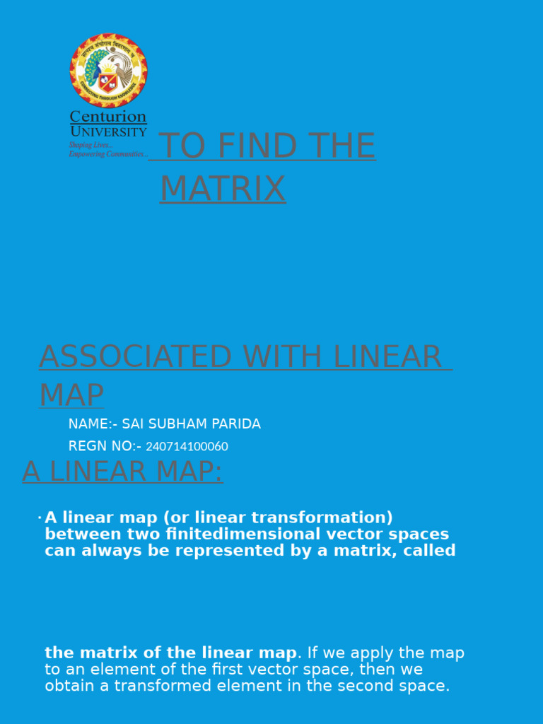 Matrix Representation of Linear Map | PDF