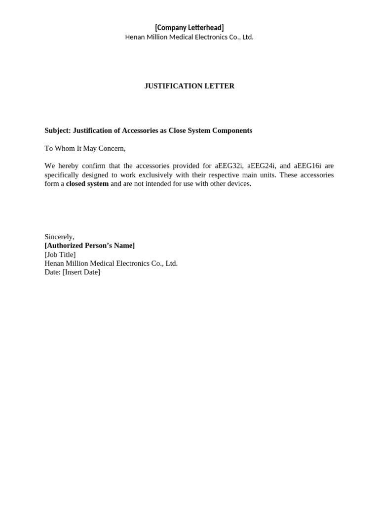 Form Justification Letter | PDF