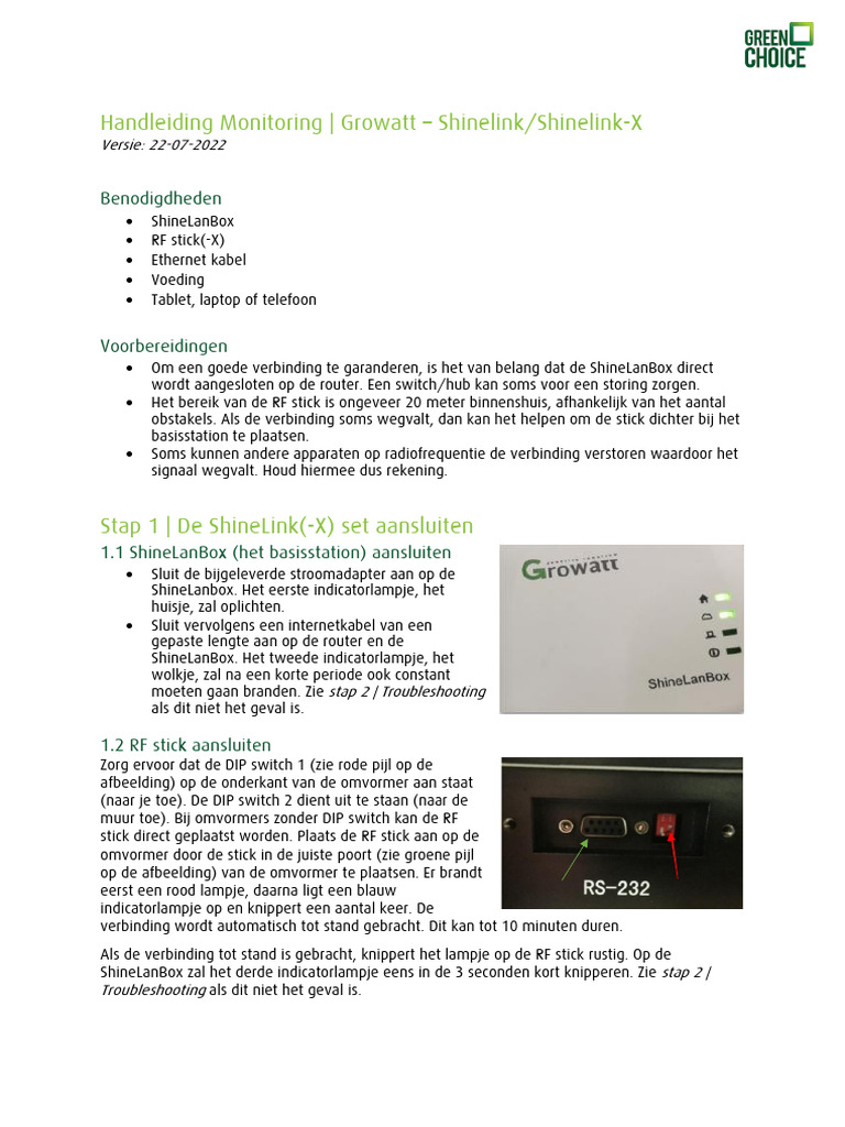 Handleiding Monitoring Growatt Shinelink X 082022 | PDF