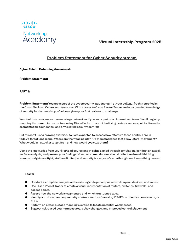 Cisco Cybersecurity Internship Challenge | PDF | Security | Computer ...