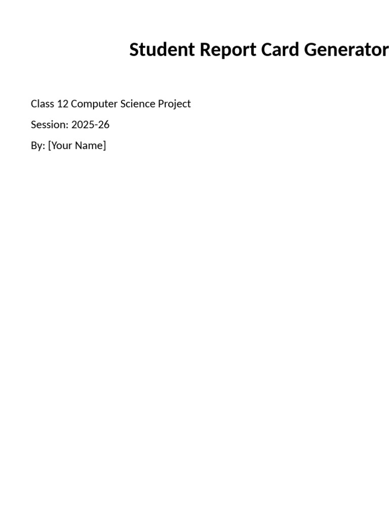 Student Report Card Generator Project | PDF