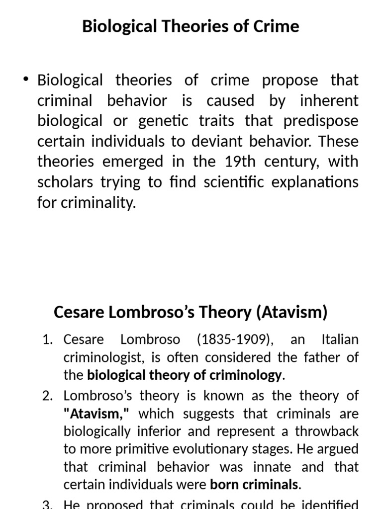 Biological Theories - Lombroso, Genetic Theory, Body Type Theory (1) Socio Sem5 | PDF | Crimes ...