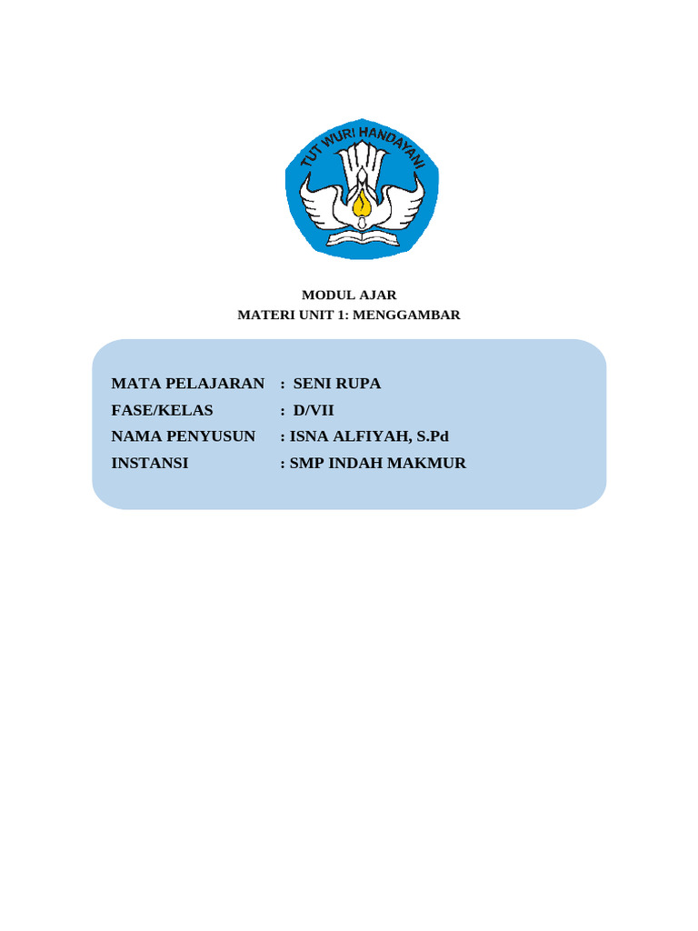 RPP Kumer Seni Rupa Kelas 7 (Unit 1. Menggambar) | PDF