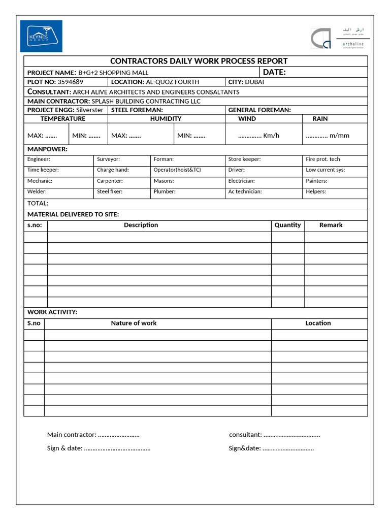 Daily Work Process Report | PDF