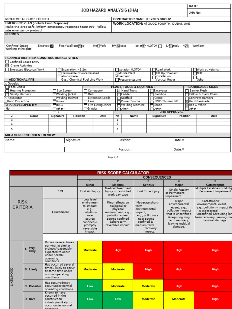 JHA Survey Setting Out REV000 1 (AutoRecovered) | PDF | Safety | Occupational Safety And Health