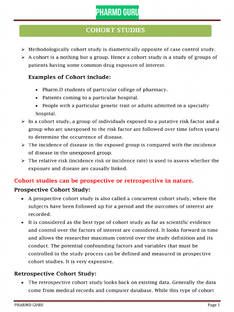 Cohort Studies | PDF