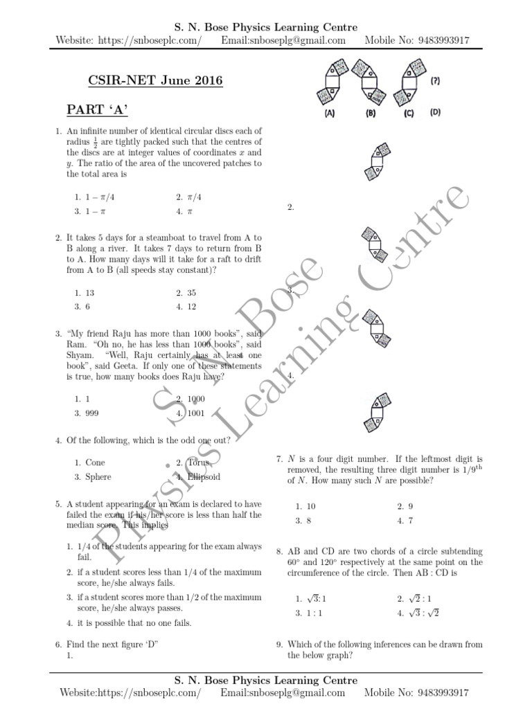 CSIR NET Physical Science June 2016 Question Paper With Answer Key | PDF | Capacitor | Normal ...