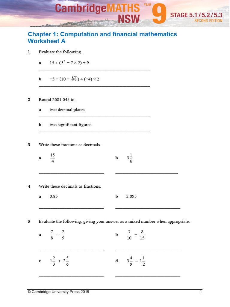 CambMATHS9 5.1-5.3TRP 2ED Worksheet 01A | PDF | Discrete Mathematics ...