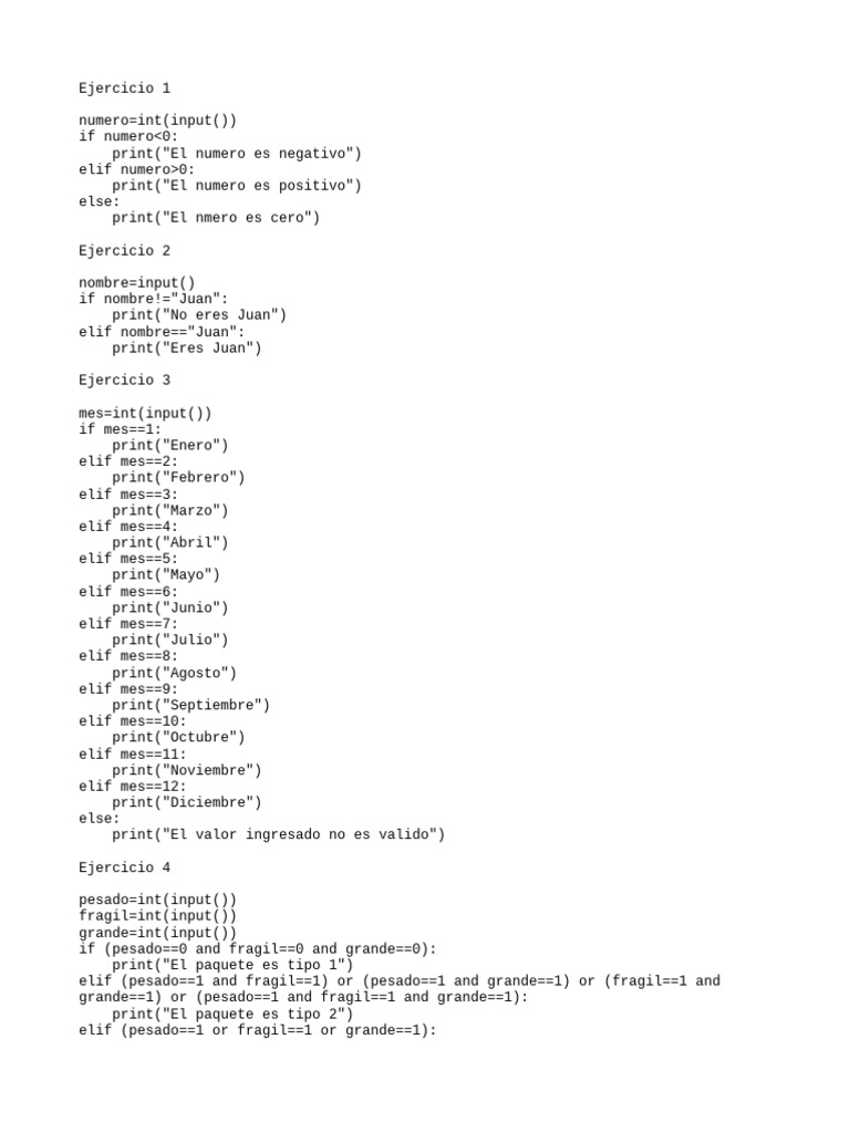 Ejercicios de programación en Python | PDF