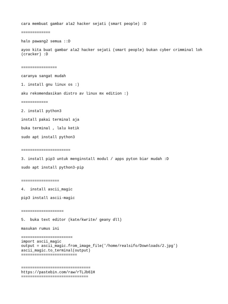 Gambar ASCII dengan Python dan ASCII Magic | PDF