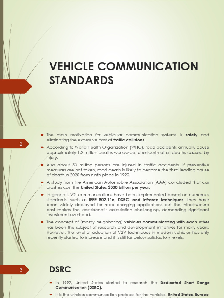 Vehicle Communication Standards Overview | PDF | Ieee 802.11 | Wireless