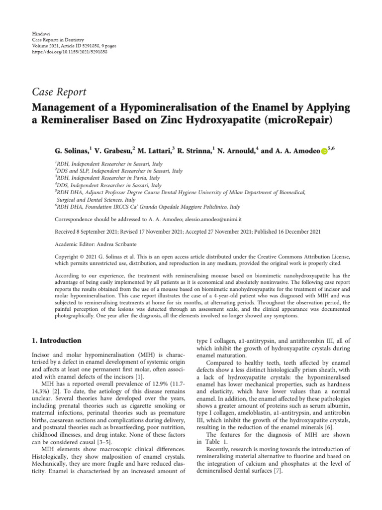 Management of A Hypomineralisation of The Enamel b-2 | PDF | Tooth ...