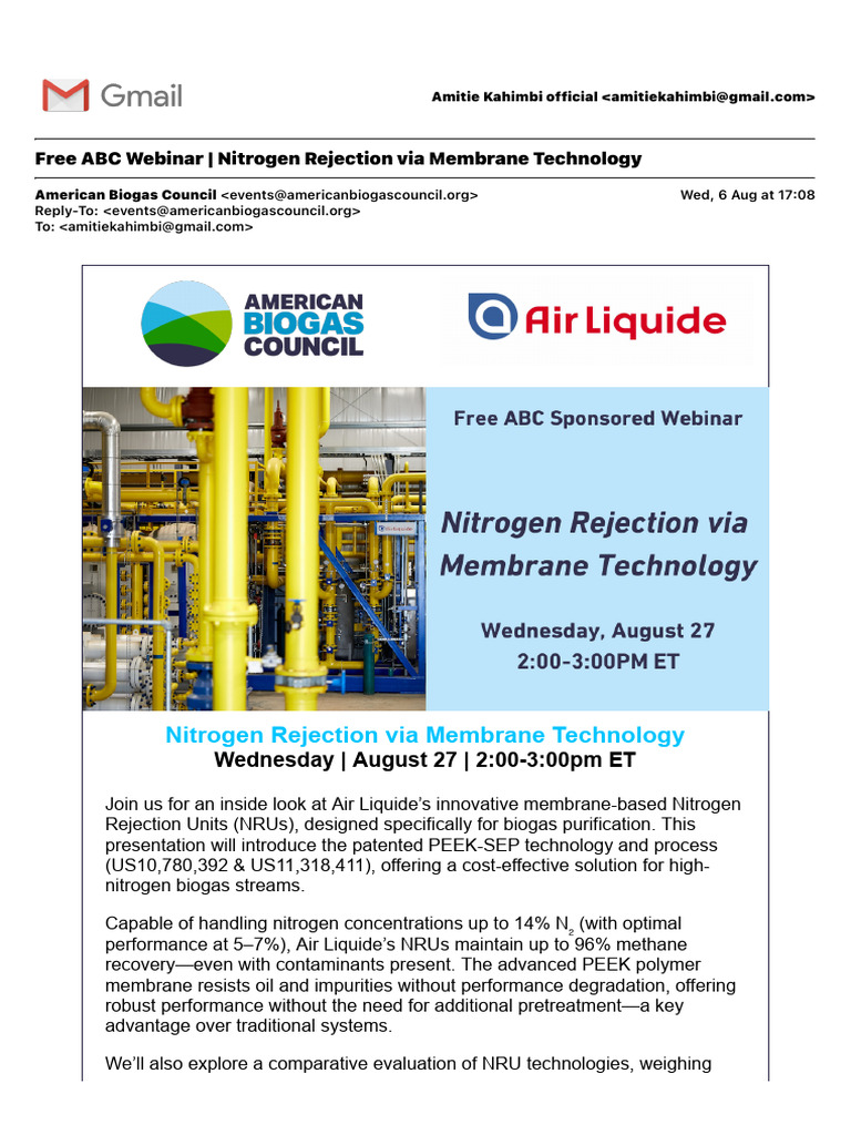 Nitrogen Rejection Webinar on PEEK-SEP | PDF | Biogas | Anaerobic Digestion